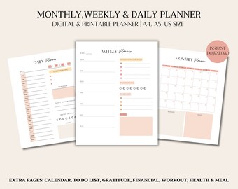 Digital Planner, to Do List, Template, Calendar, Checklist, Daily ...