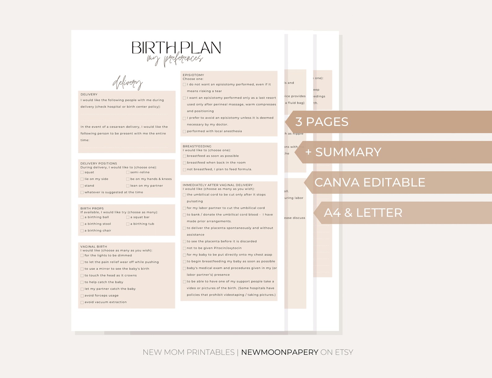 Sjabloon geboorteplan eerste keer moeder zacht - Etsy Nederland