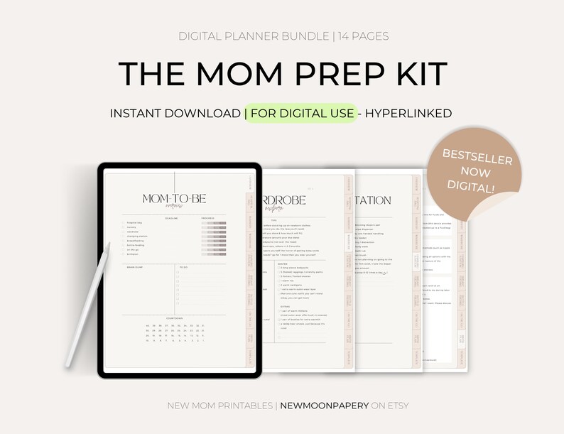 Mom Prep Kit - Digital Planner | Mom to Be Planner | Birth Plan ...