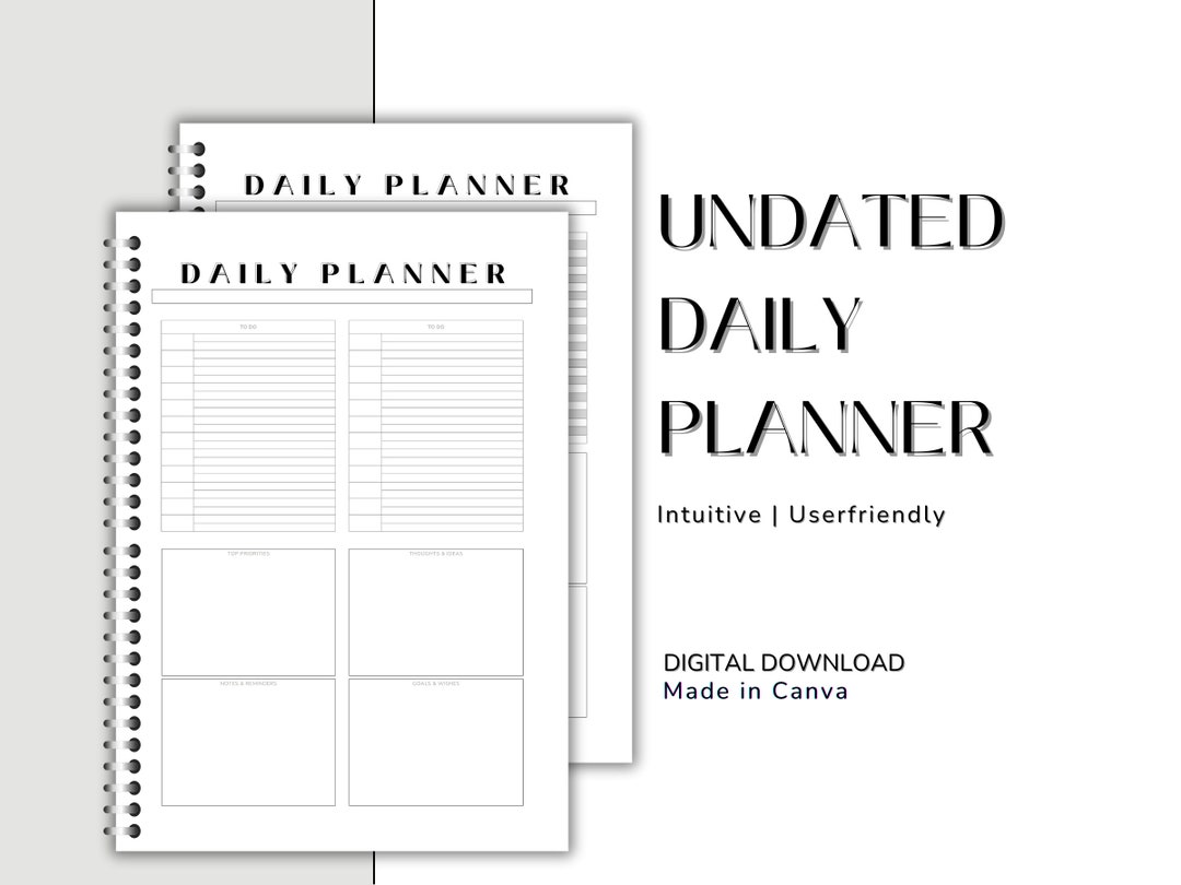Undated Daily Planner, Printable and Digital, Pdf Files, A4 and US ...