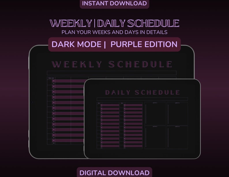 Dark Mode Minimalist Undated Planner Template, Yearly, Monthly, Weekly ...