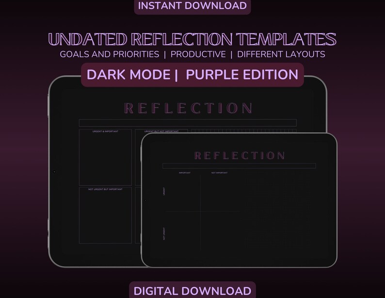 Dark Mode Minimalist Undated Planner Template, Yearly, Monthly, Weekly ...