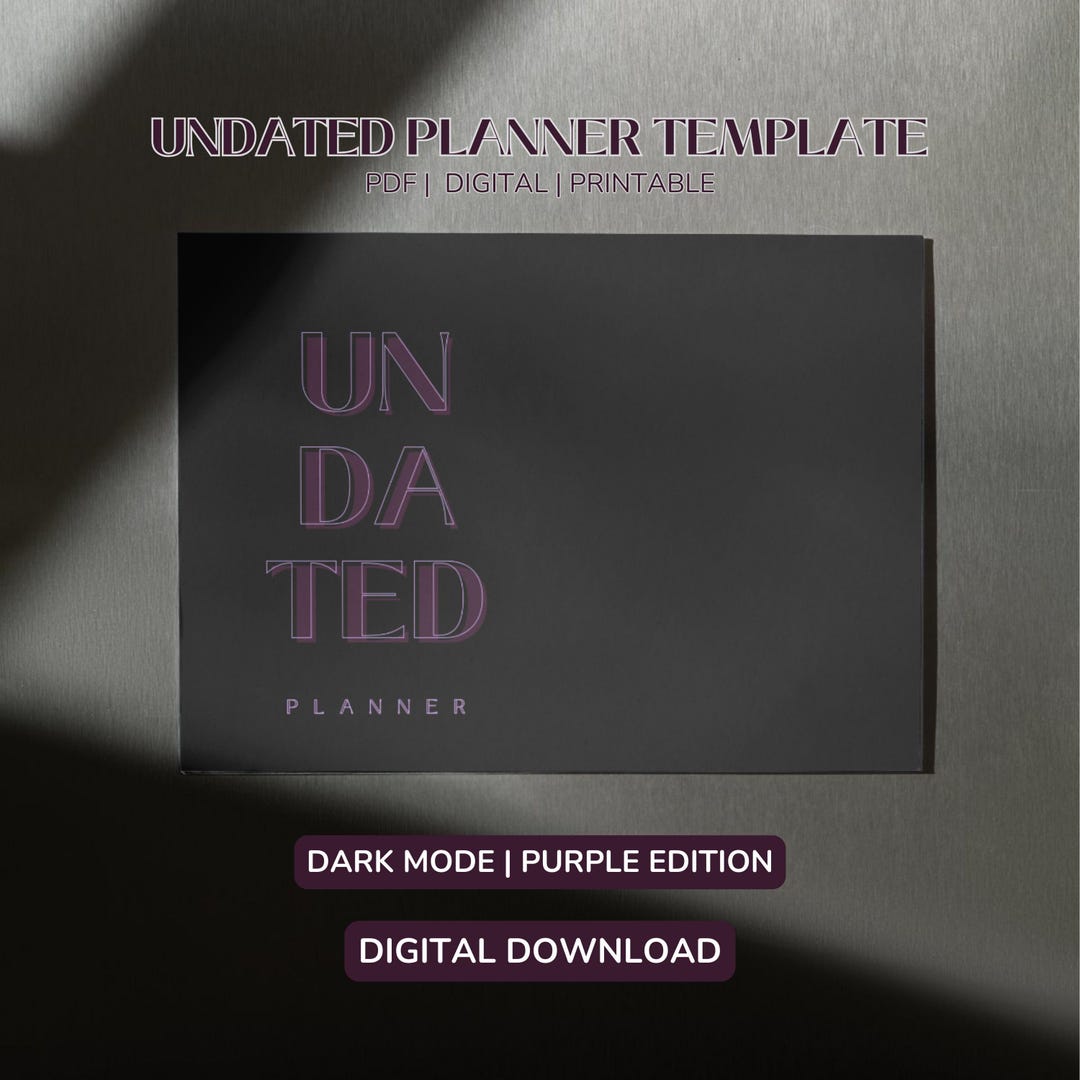 Dark Mode Undated Planner Template, Purple Edition (digital Download ...