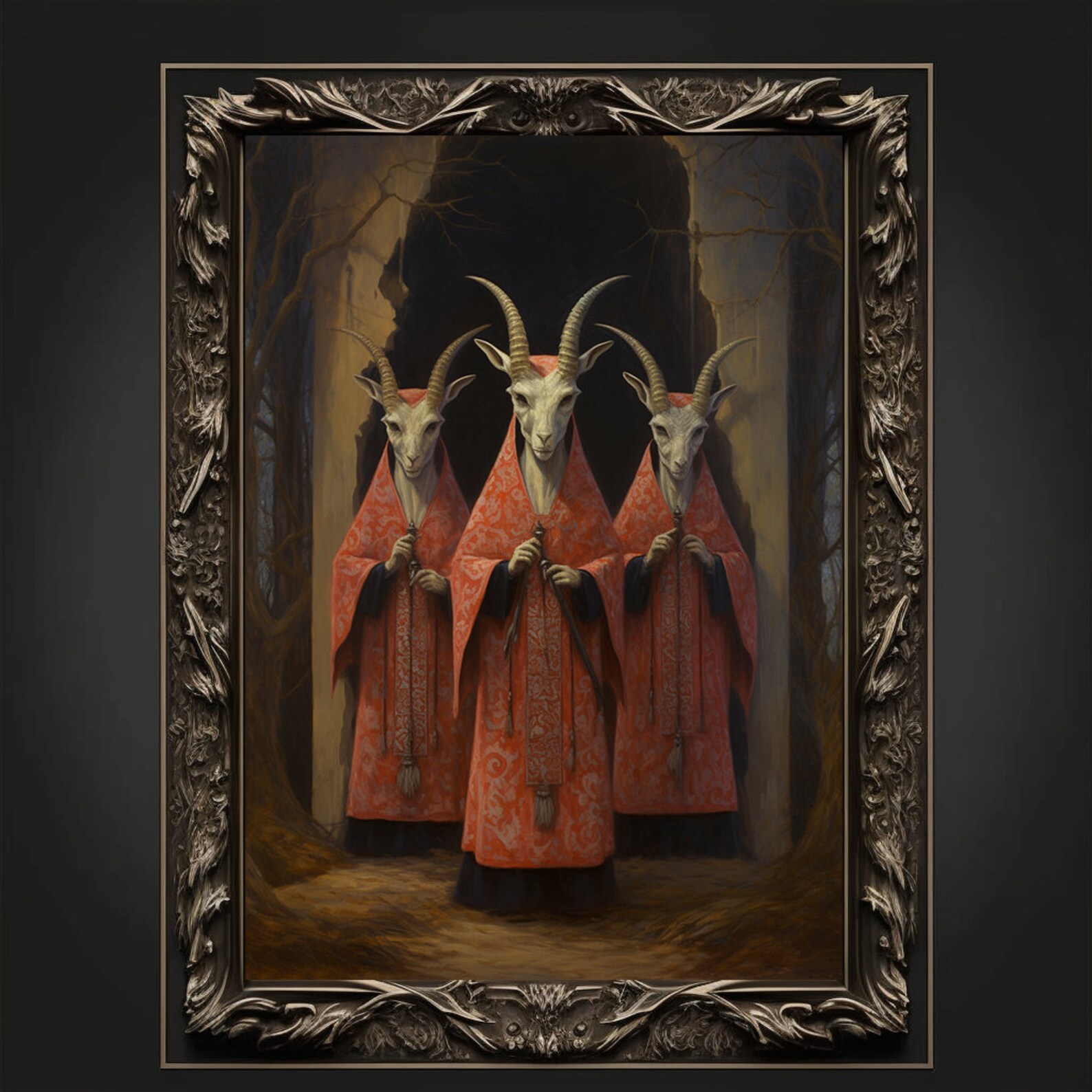 Baphomet Cult Oil Painting Artwork. Gothic Prints. Devil Poster ...