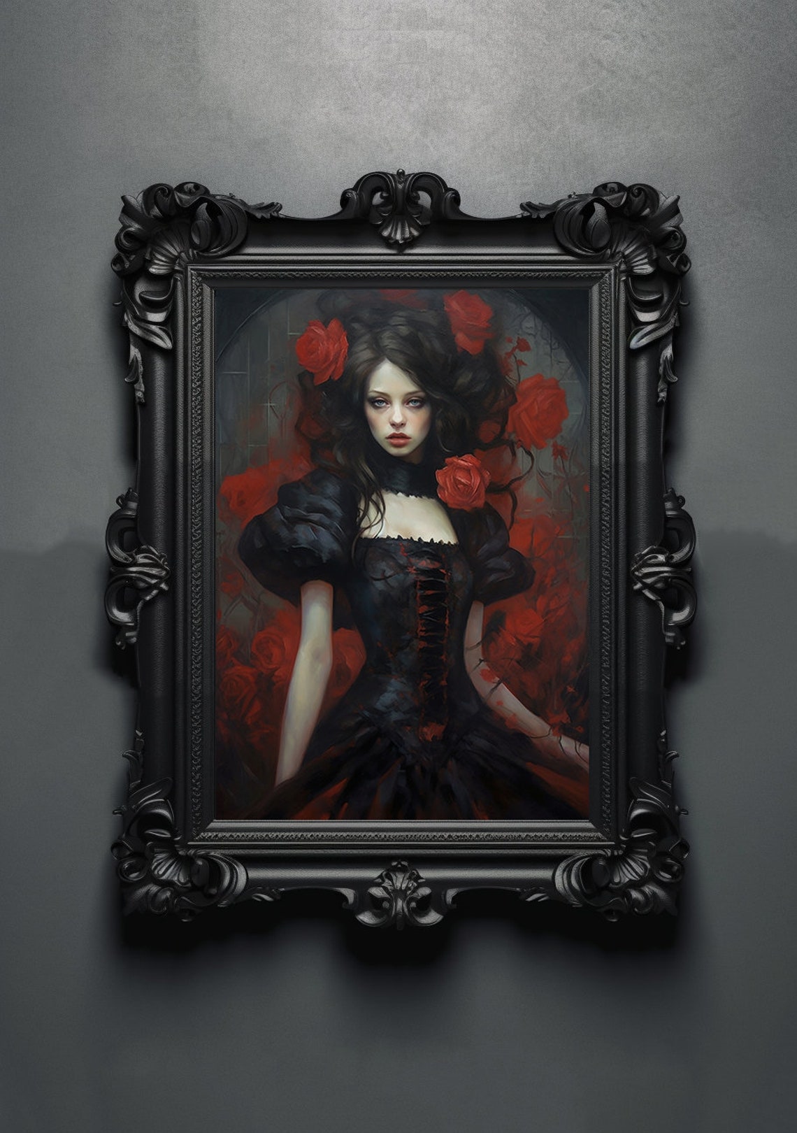 Gothic Rose Artwork. Gothic Prints. Oil Painting. Black Rose - Etsy