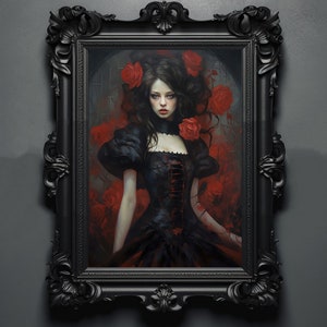 Gothic Rose Artwork. Gothic Prints. Oil Painting. Black Rose Poster ...
