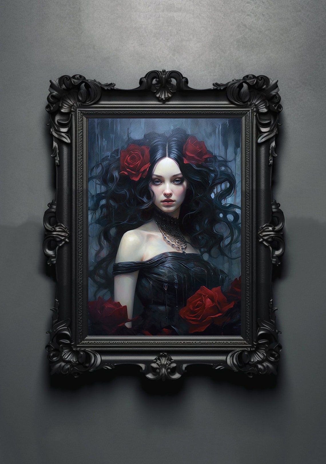 Gothic Rose Artwork. Gothic Prints. Oil Painting. Black Rose - Etsy