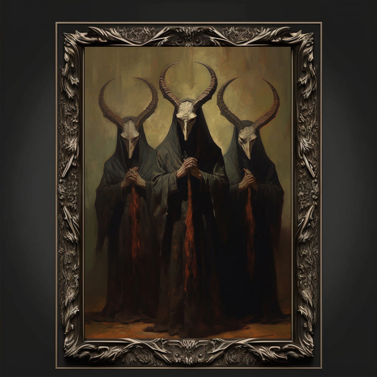 Baphomet Cult Oil Painting Artwork. Gothic Prints. Devil Poster ...
