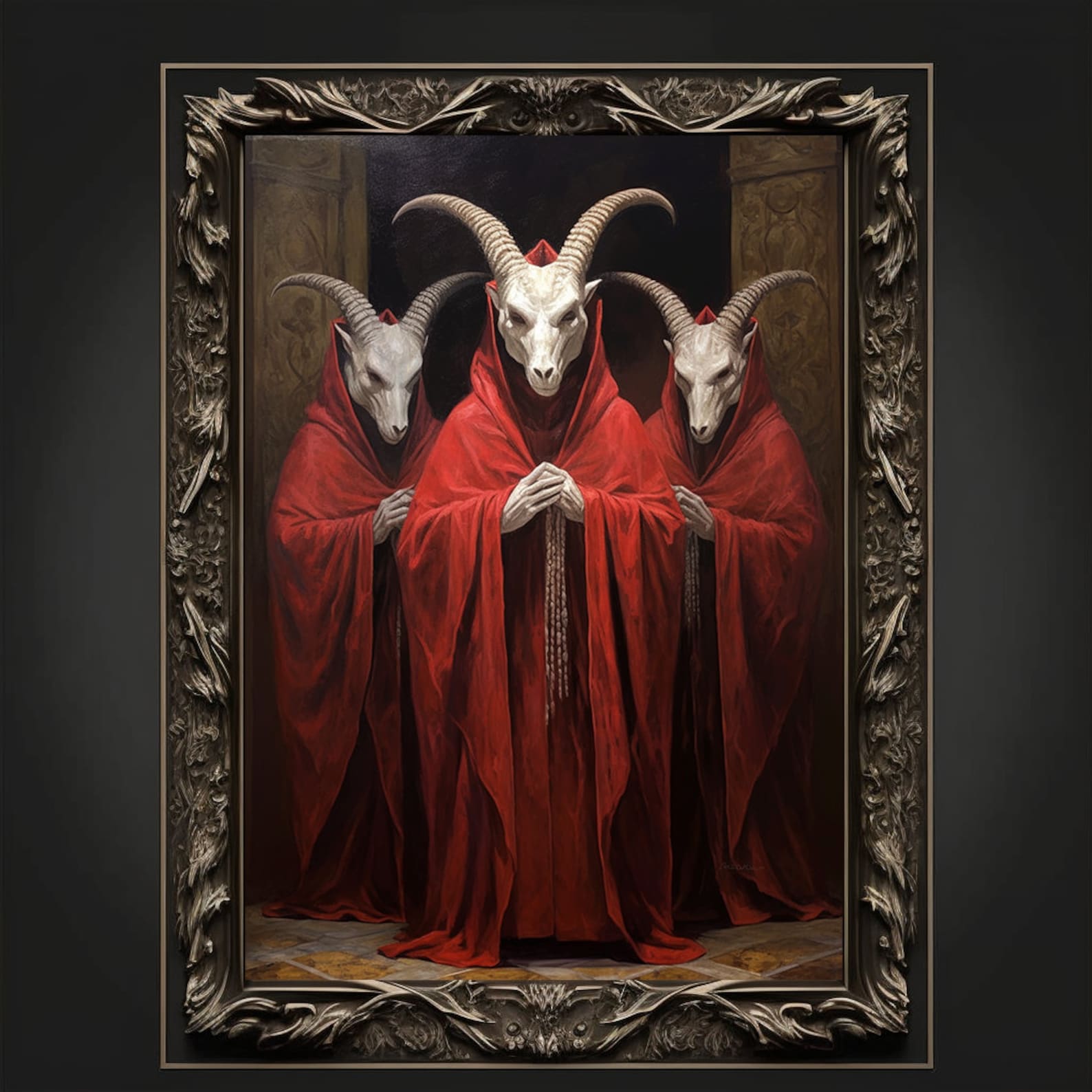 Baphomet Cult Oil Painting Artwork. Gothic Prints. Devil - Etsy