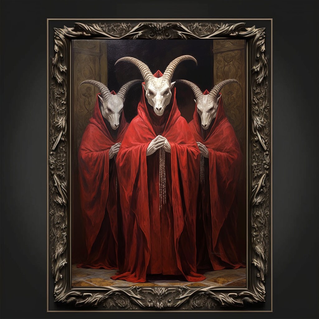 Baphomet Cult Oil Painting Artwork. Gothic Prints. Devil - Etsy