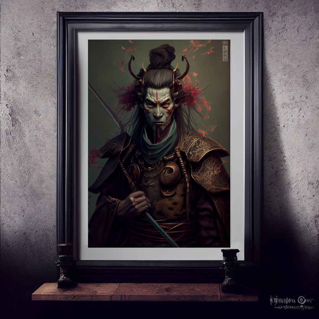 Samurai Art Print, Demonic Samurai Art Print Poster in Renaissance ...