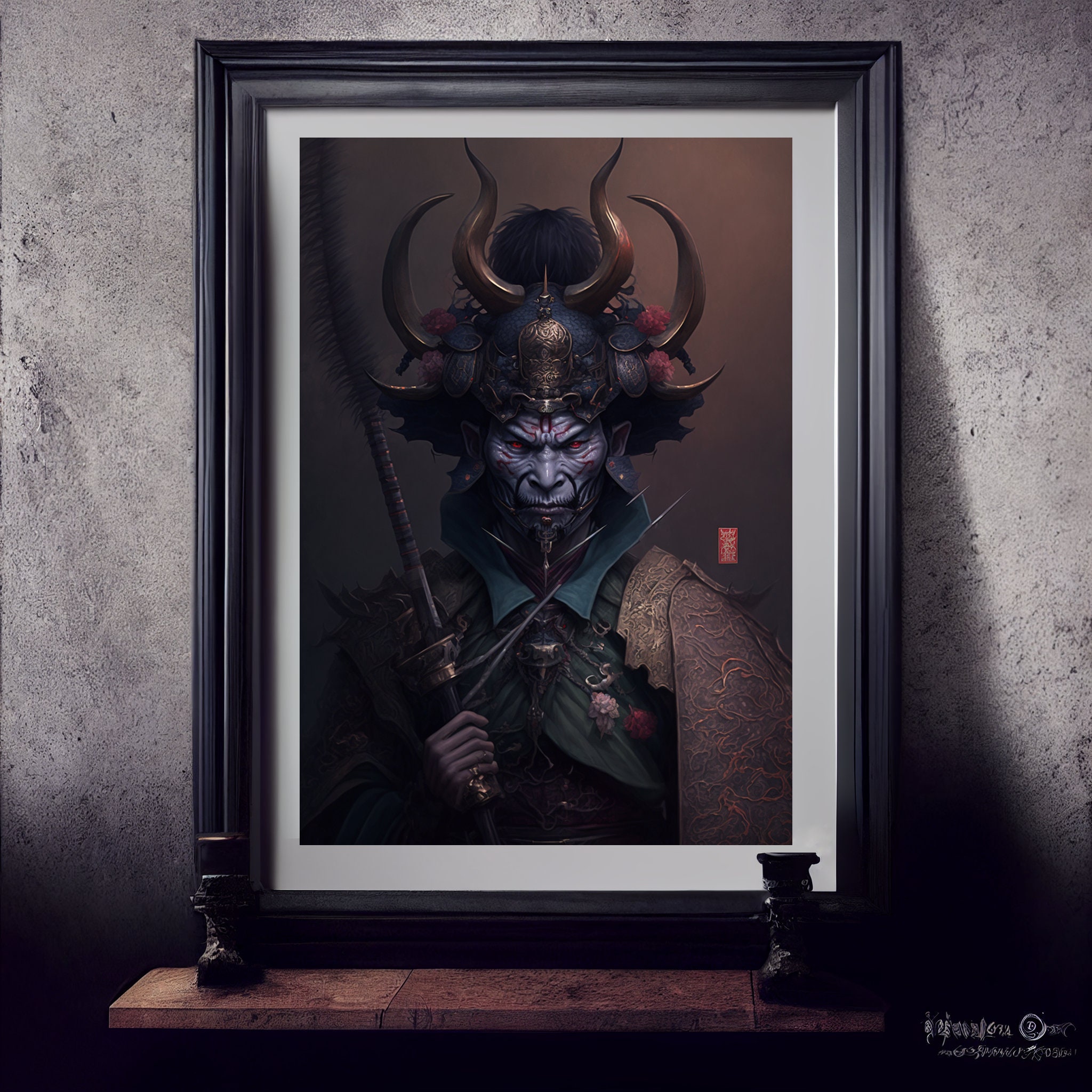 Samurai Art Print Demonic Samurai Art Print Poster in - Etsy