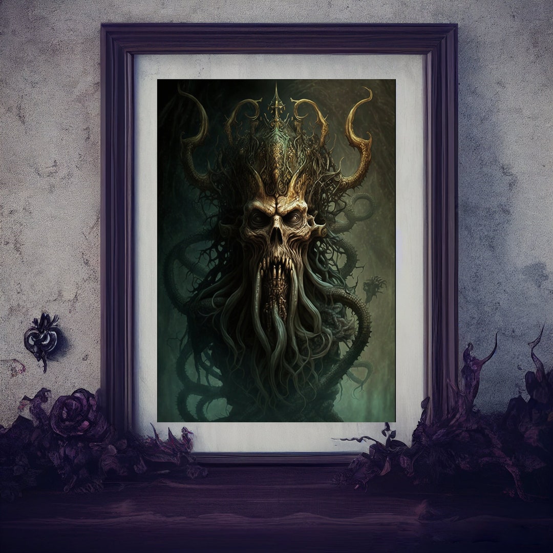 Sea Creature Art Print, Demonic Sea Creature Art Print Poster ...