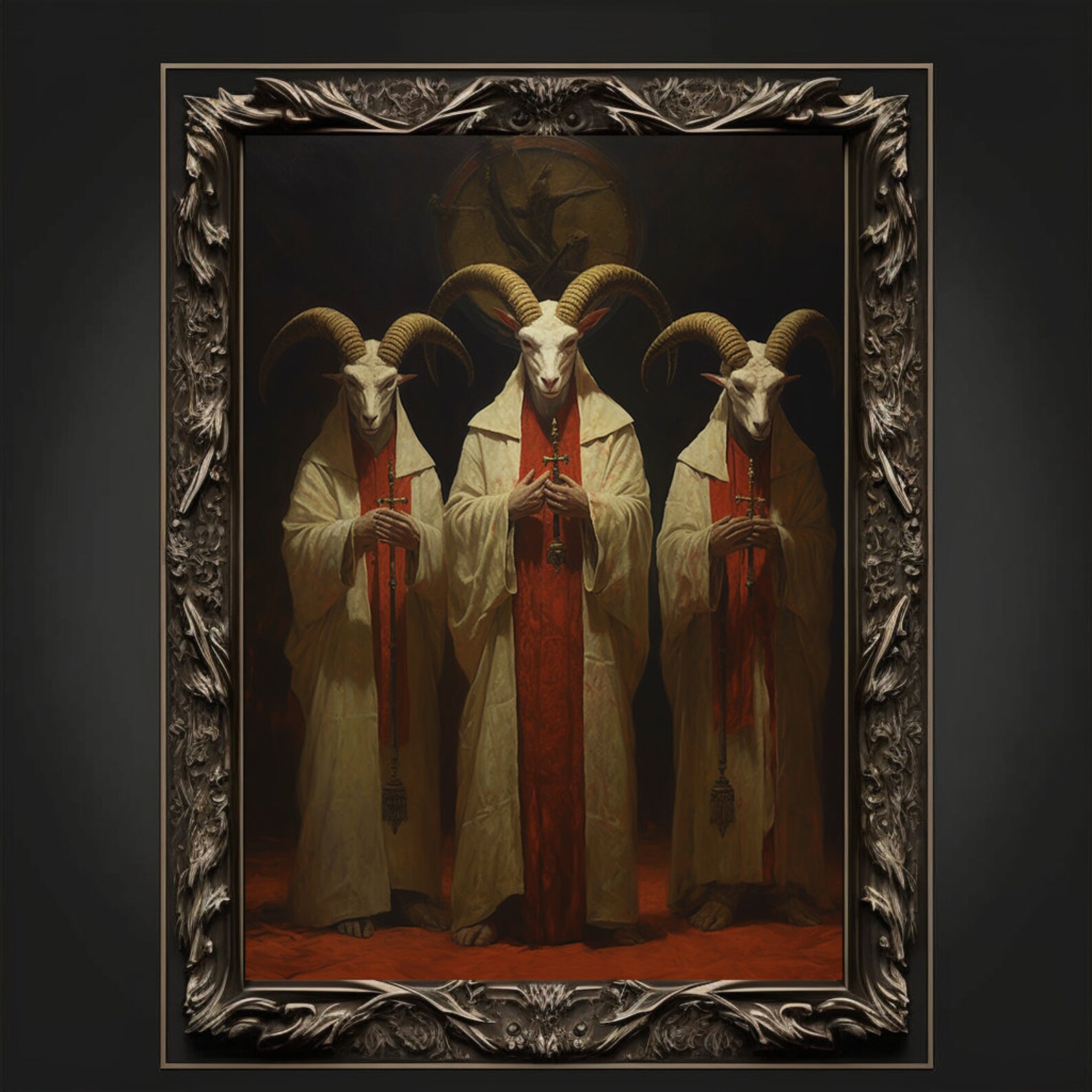 Baphomet Cult Oil Painting Artwork. Gothic Prints. Devil Poster ...