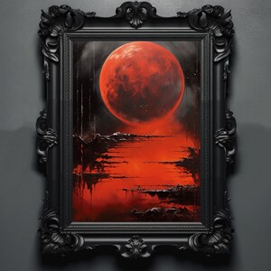 Demon Planet. Gothic Prints. Oil Painting. Skull Poster. Demonic Palace ...