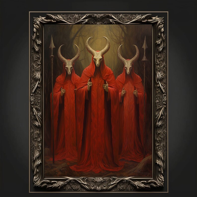 Baphomet Cult Oil Painting Artwork. Gothic Prints. Devil Poster ...
