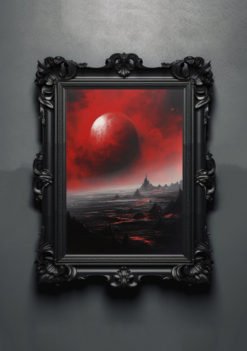 Demon Planet. Gothic Prints. Oil Painting. Skull Poster. Demonic Palace ...