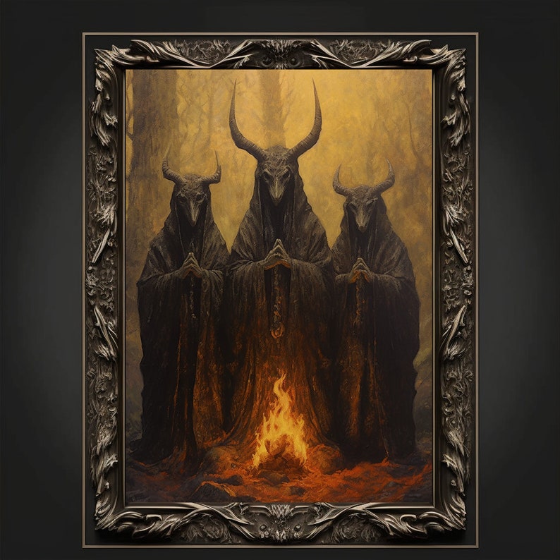 Baphomet Cult Oil Painting Artwork. Gothic Prints. Devil Poster ...