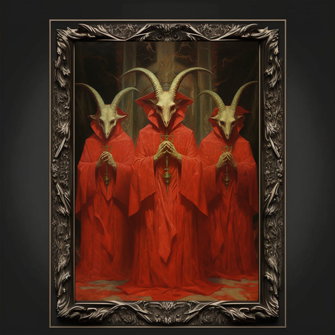 Baphomet Cult Oil Painting Artwork. Gothic Prints. Devil Poster ...