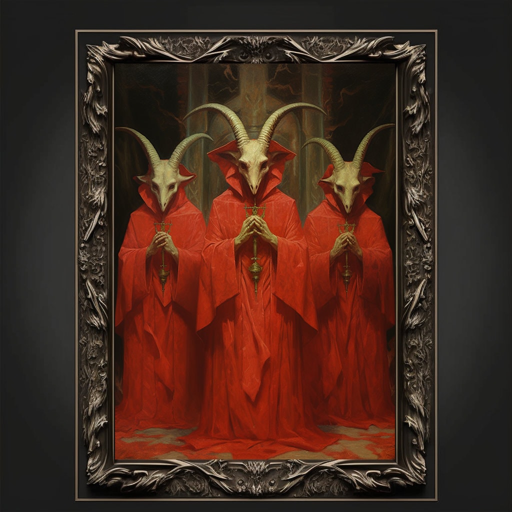 Baphomet Cult Oil Painting Artwork. Gothic Prints. Devil - Etsy