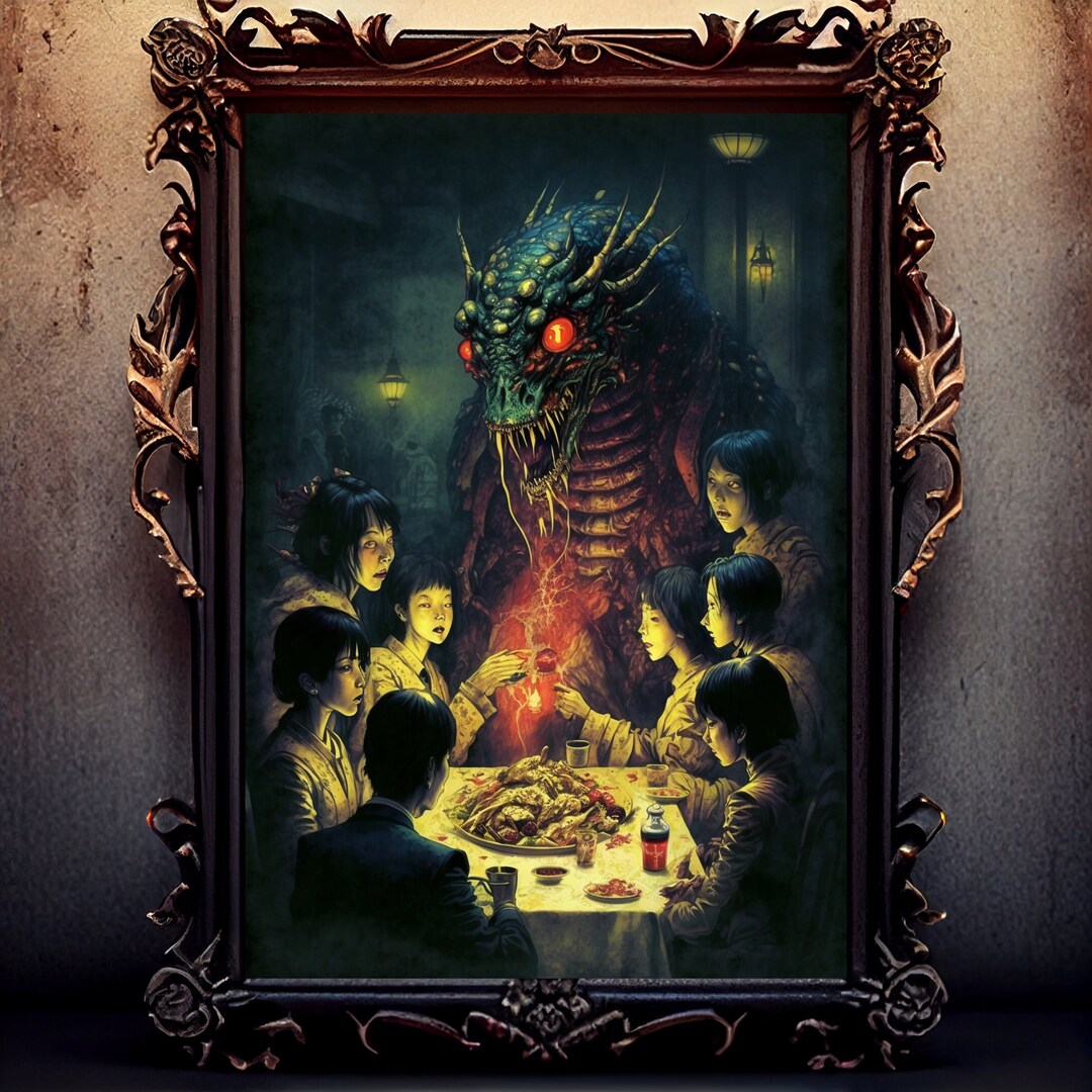 Sea Creature Art Print, Banquet From Hell Sea Creature Print Poster ...