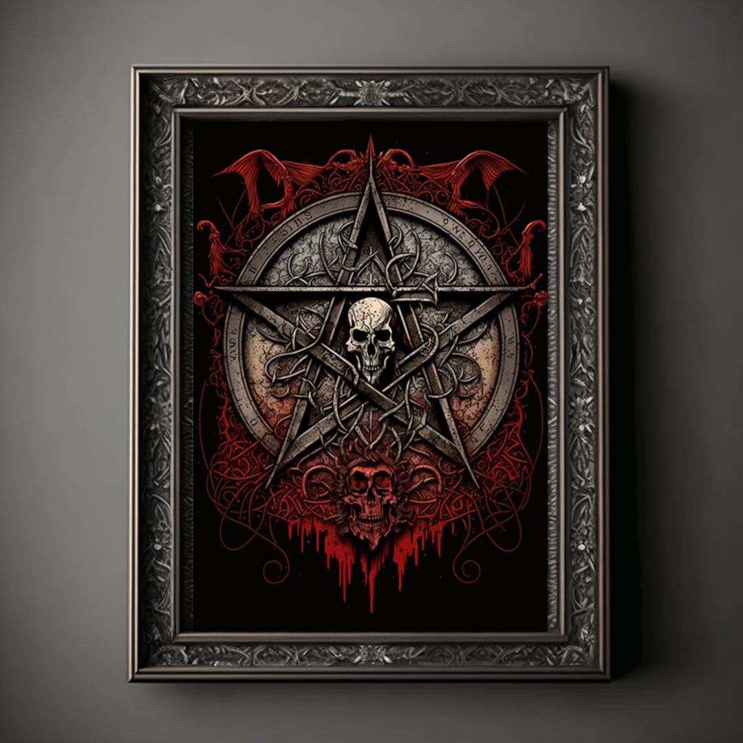 Pentagram Art Print, Demonic Pentagram Art Print Poster Renaissance ...