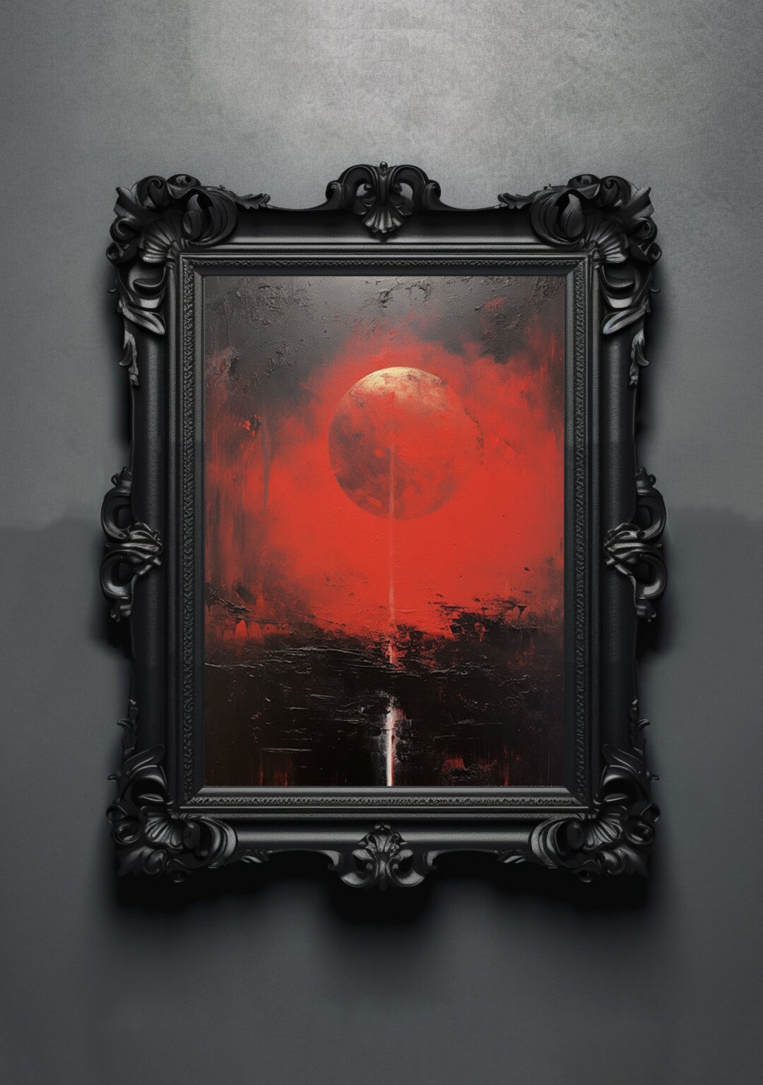 Demon Planet. Gothic Prints. Oil Painting. Skull Poster. Demonic Palace ...