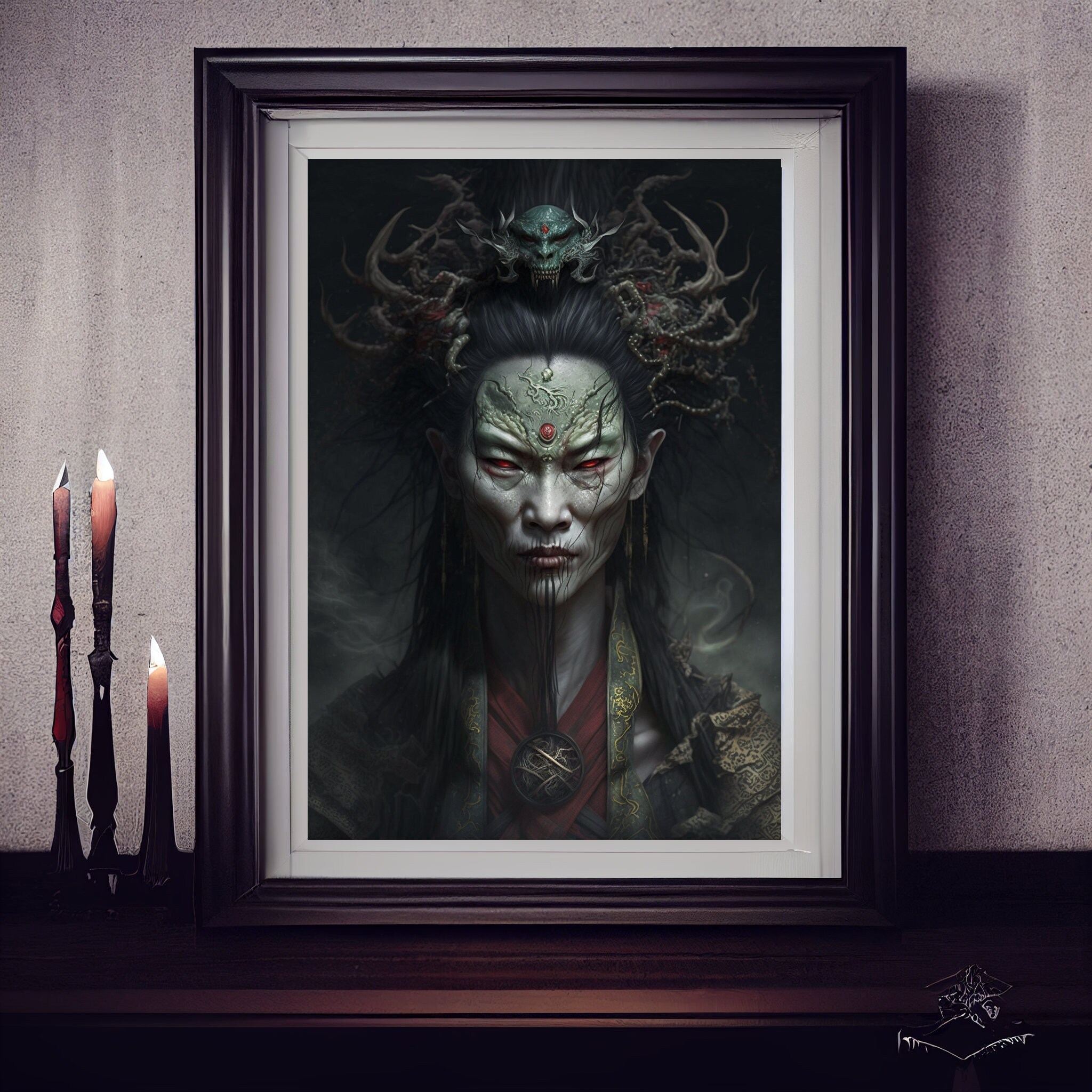 Geisha Art Print Demonic Geisha Art Print Poster in Renaissance Style ...