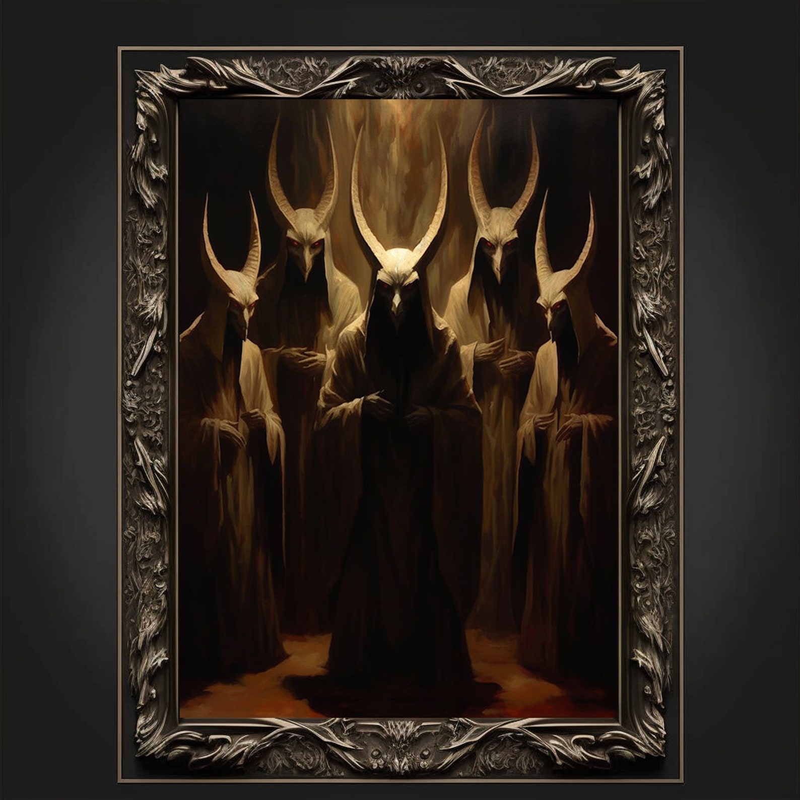 Baphomet Cult Oil Painting Artwork. Gothic Prints. Devil Poster ...