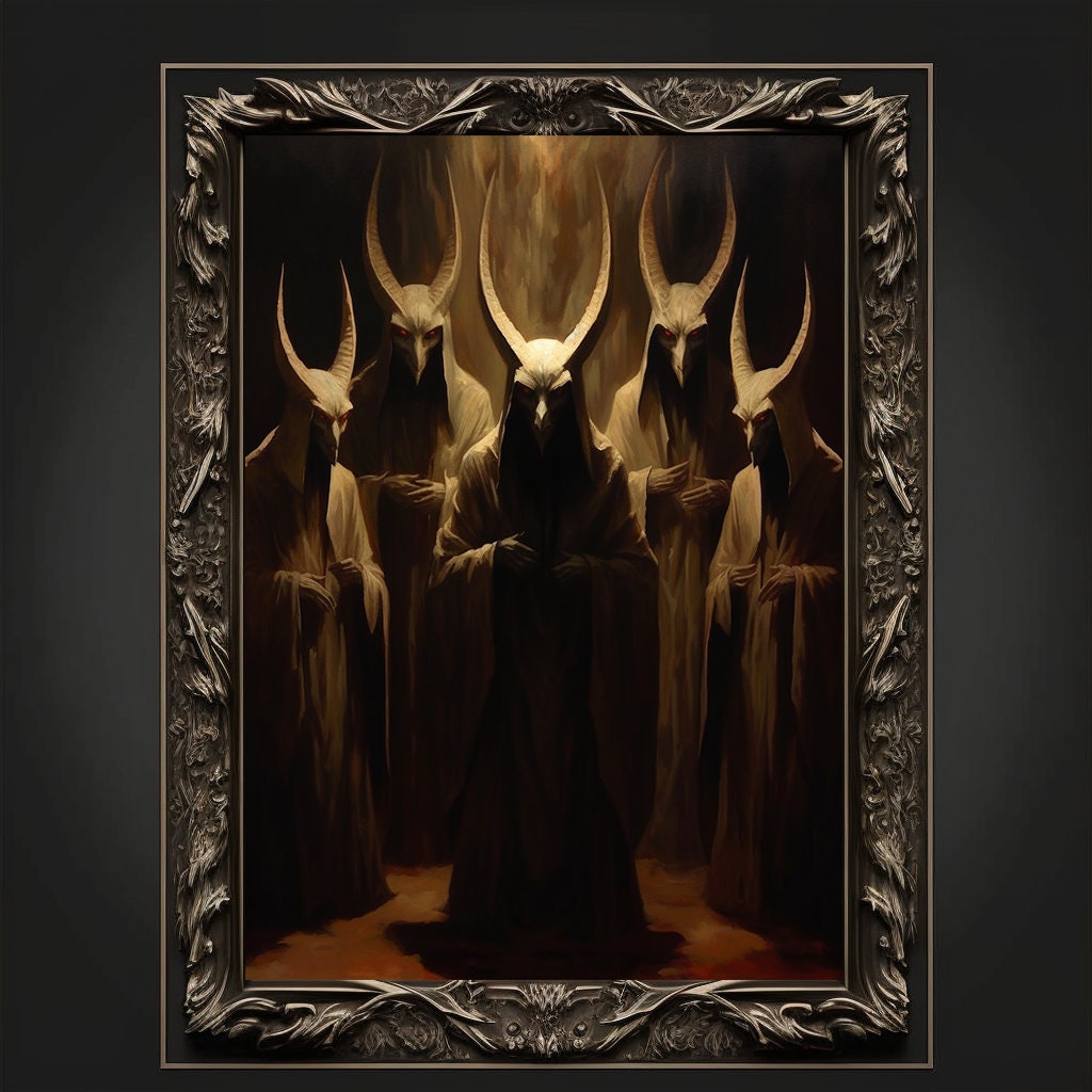 Baphomet Cult Oil Painting Artwork. Gothic Prints. Devil Poster ...