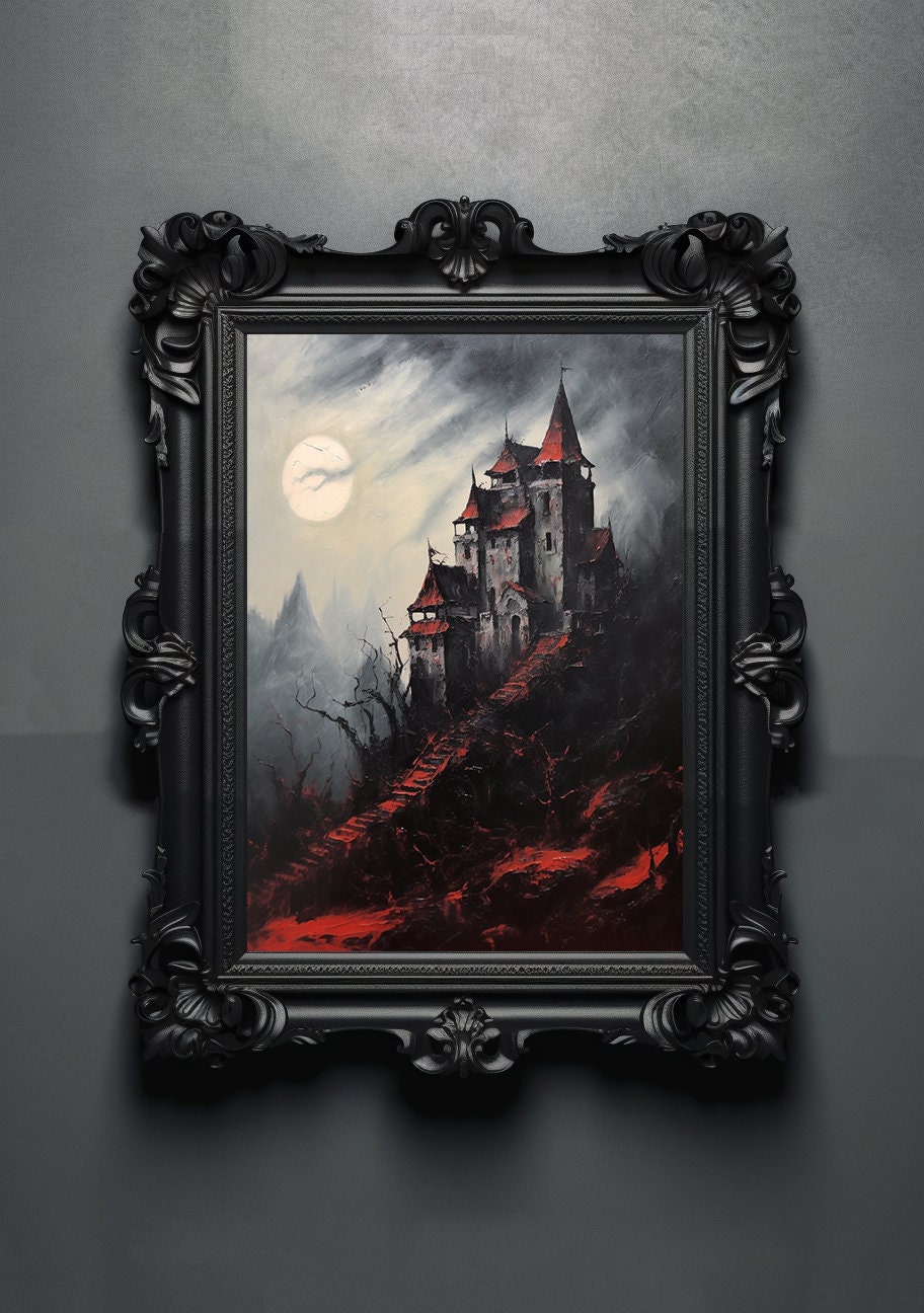 Rot Schwarz. Gothic Drucke. Ölgemälde. Draculas Schloss Poster ...