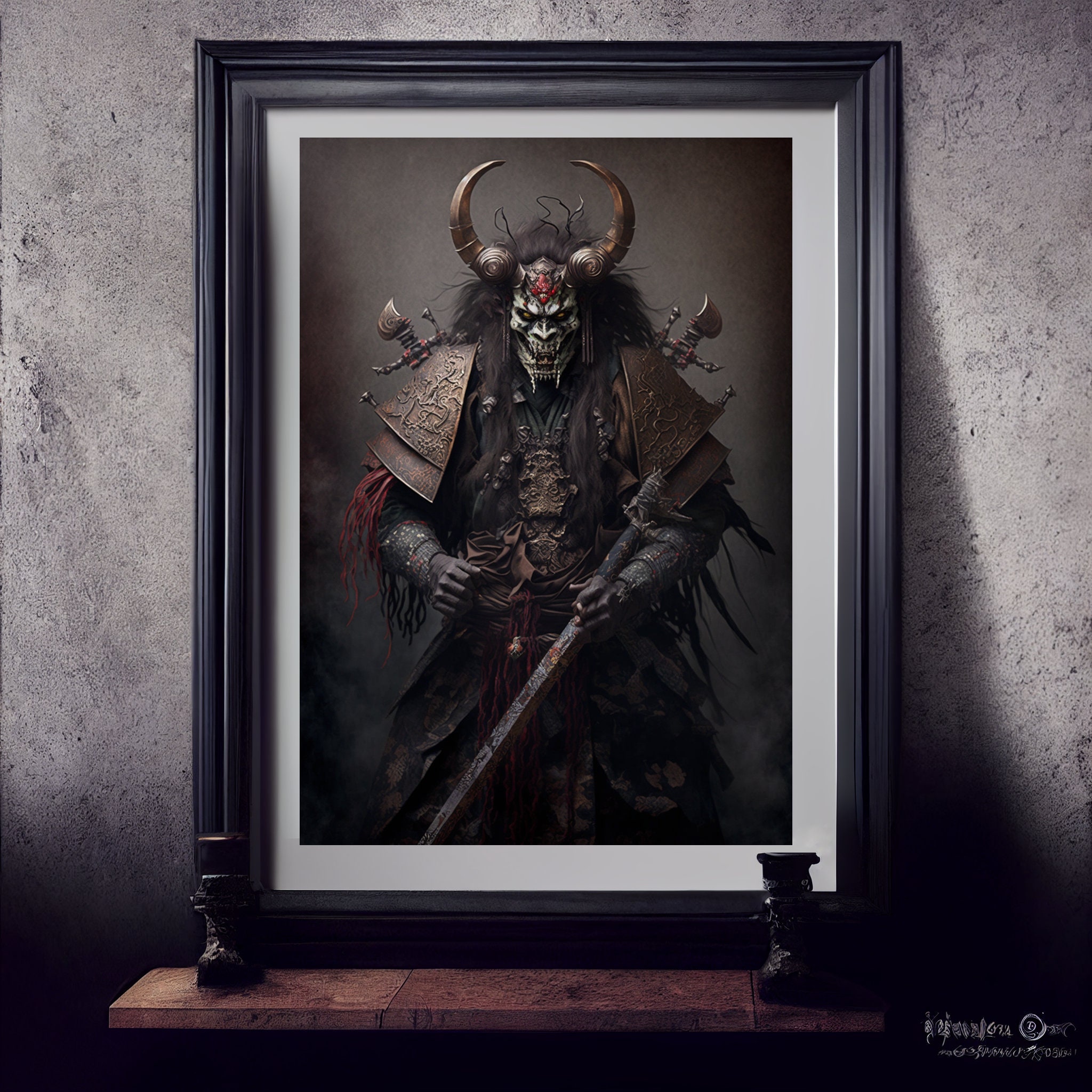 Samurai Art Print Demonic Samurai Art Print Poster in - Etsy