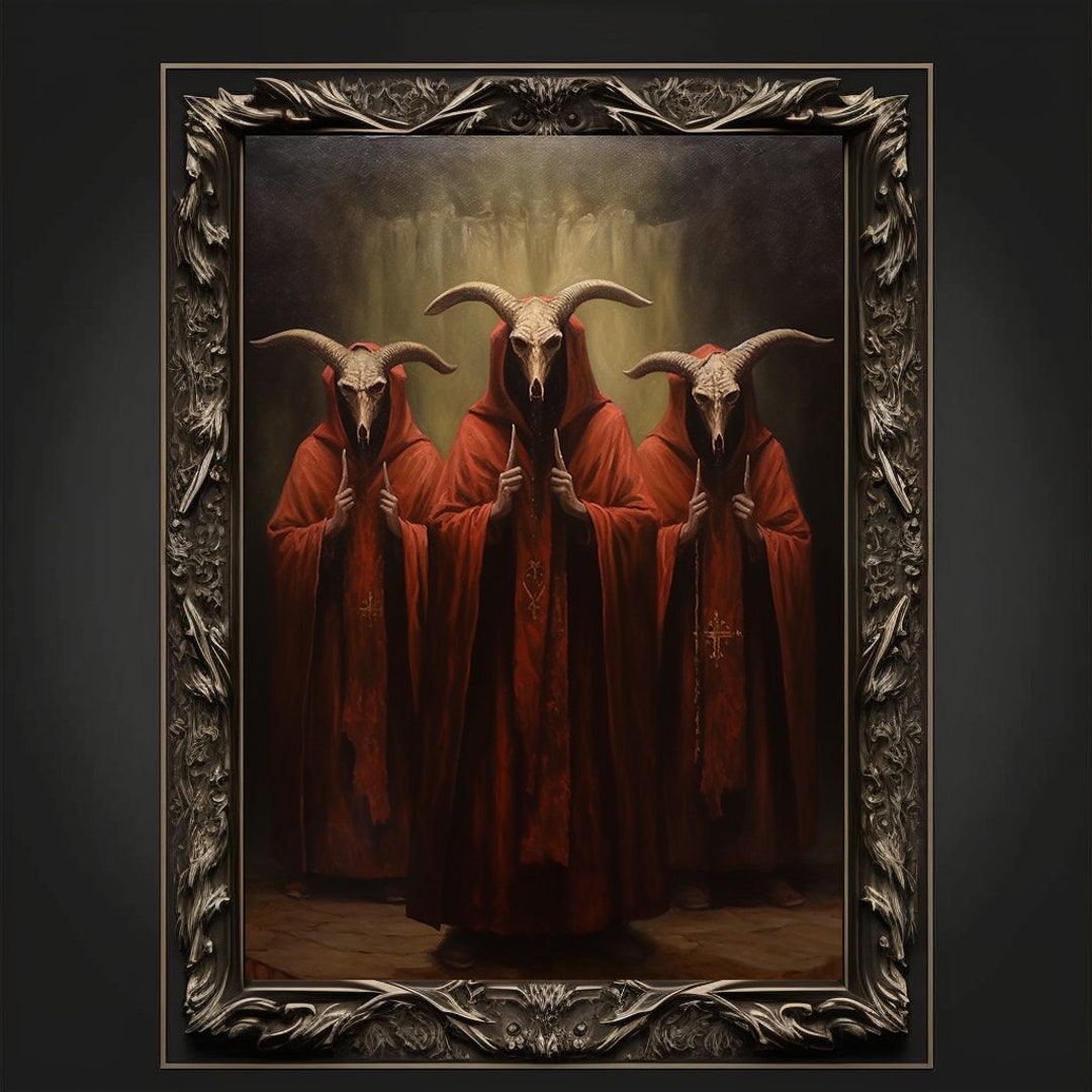 Baphomet Cult Oil Painting Artwork. Gothic Prints. Devil Poster ...