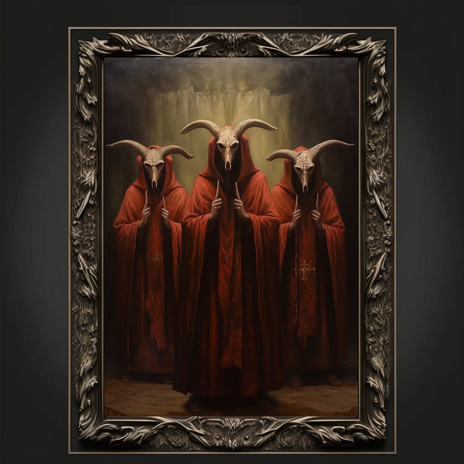Baphomet Cult Oil Painting Artwork. Gothic Prints. Devil Poster ...