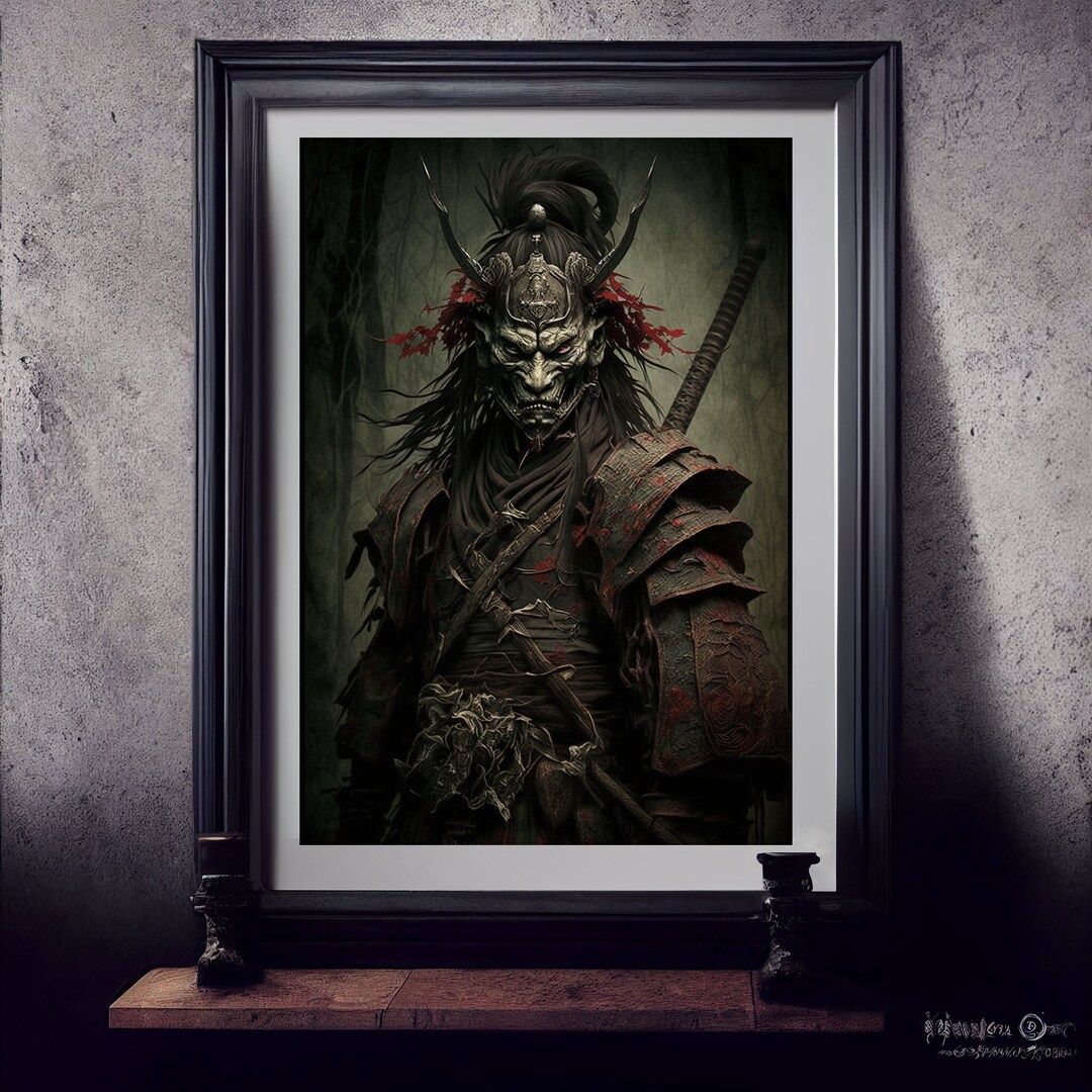 Samurai Art Print, Demonic Samurai Art Print Poster in Renaissance ...