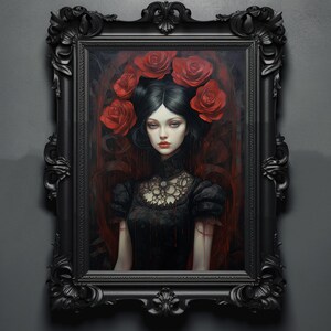 Gothic Rose Artwork. Gothic Prints. Oil Painting. Black Rose Poster ...