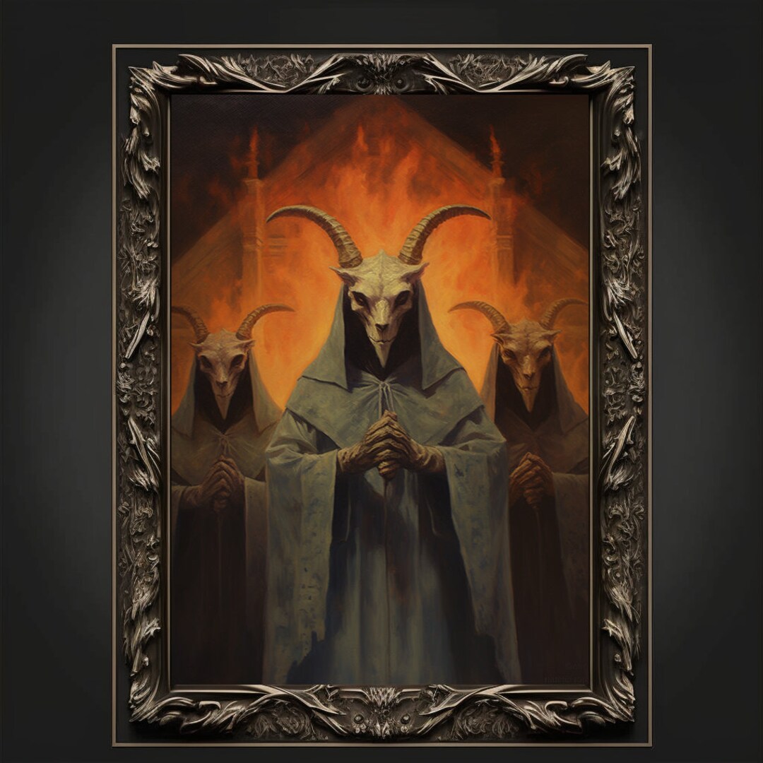 Baphomet Cult Oil Painting Artwork. Gothic Prints. Devil Poster ...