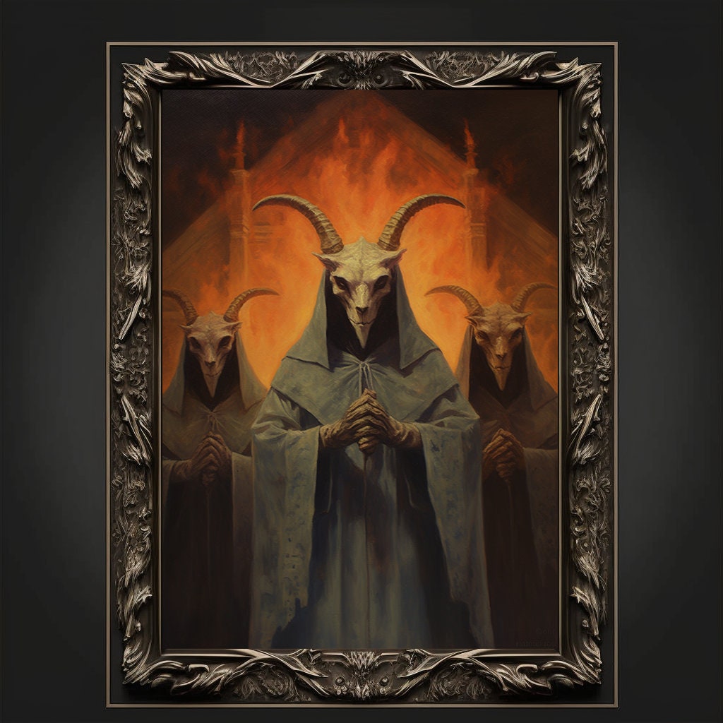 Baphomet Cult Oil Painting Artwork. Gothic Prints. Devil - Etsy