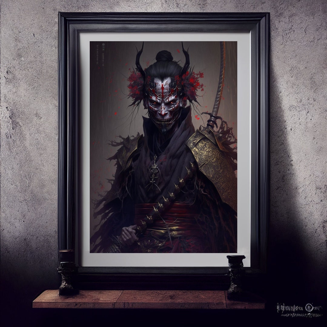 Samurai Art Print, Demonic Samurai Art Print Poster im Renaissance Stil ...