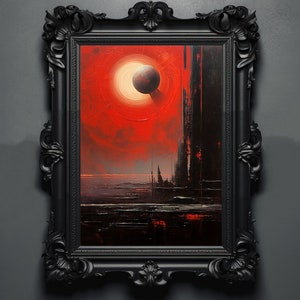 Demon Planet. Gothic Prints. Oil Painting. Skull Poster. Demonic Palace ...