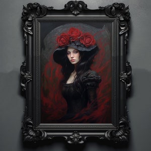 Gothic Rose Artwork. Gothic Prints. Oil Painting. Black Rose Poster ...