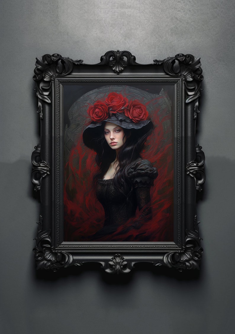 Gothic Rose Artwork. Gothic Prints. Oil Painting. Black Rose Poster ...
