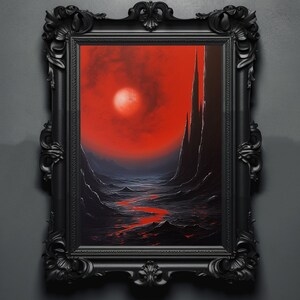 Demon Planet. Gothic Prints. Oil Painting. Skull Poster. Demonic Palace ...