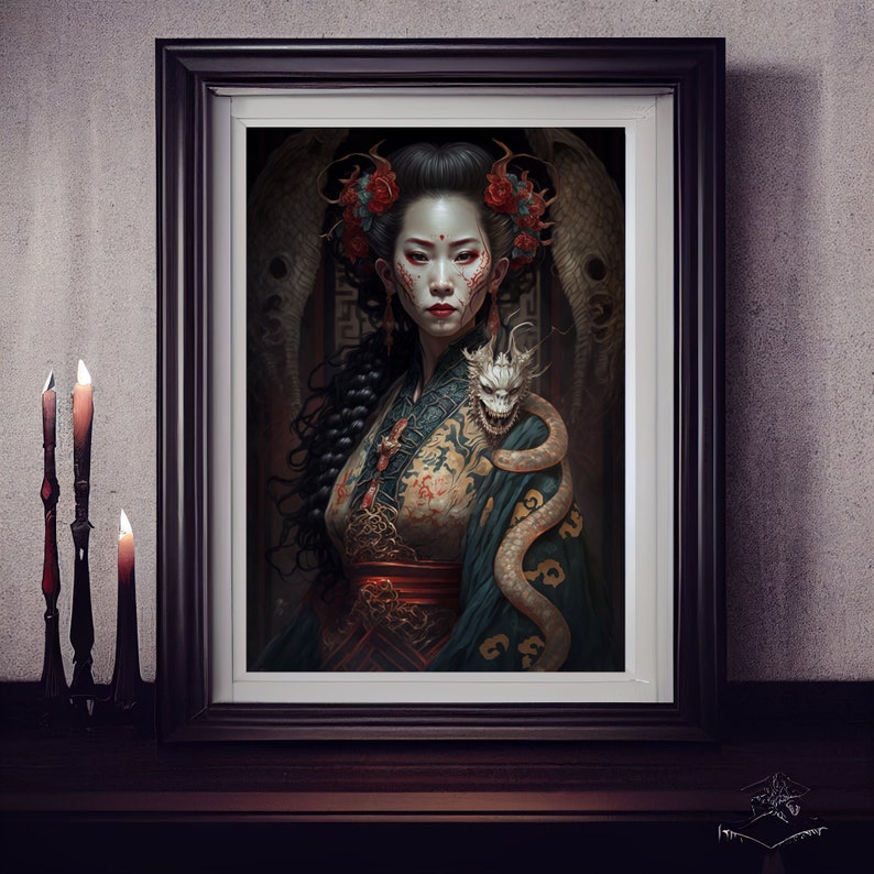 Demonic Geisha Art Print: Renaissance Gothic Occult Poster - Etsy