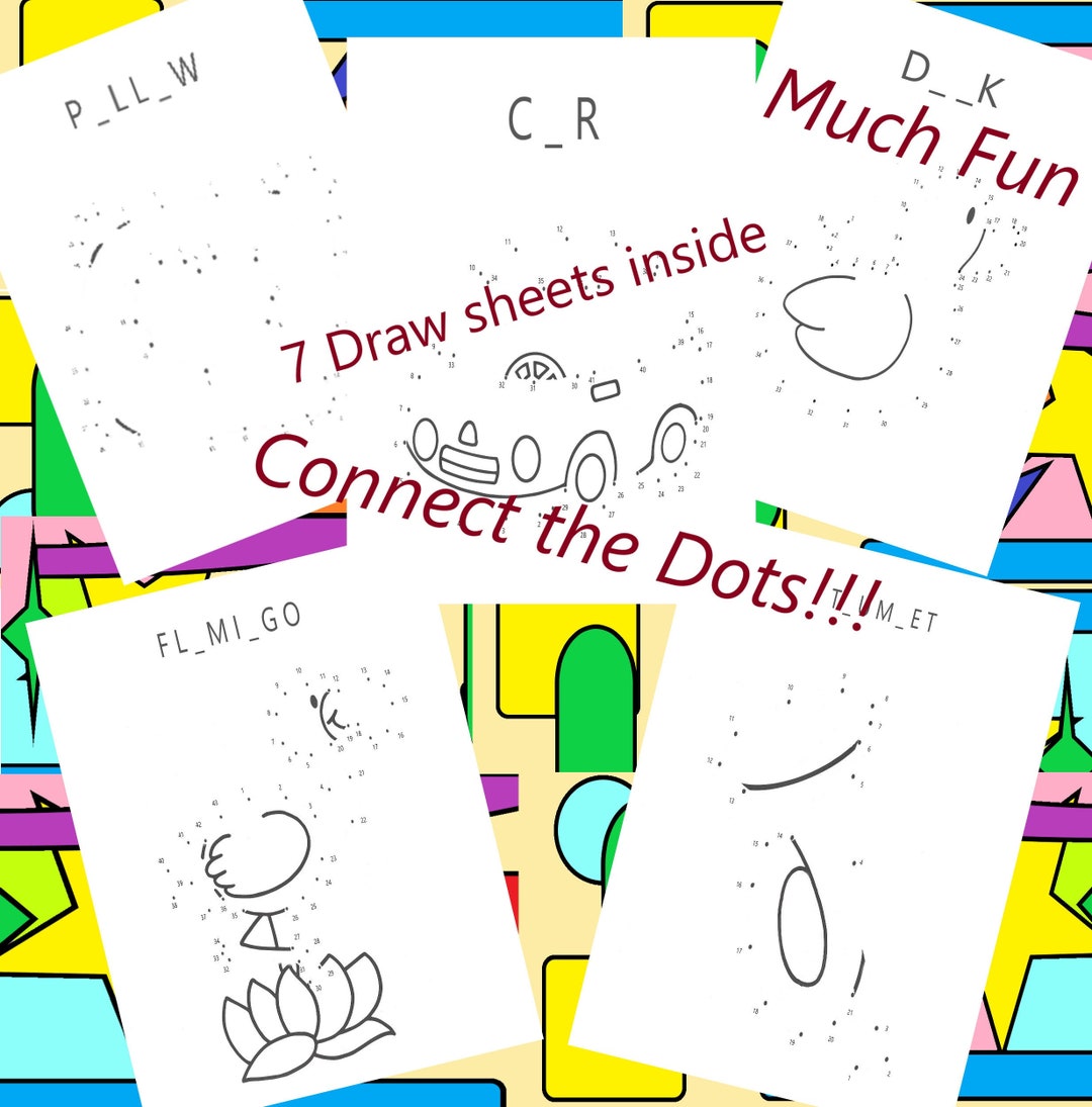 Coloring | Dot to Dot | Number, Drawing Teaching FUN Sheets - Etsy
