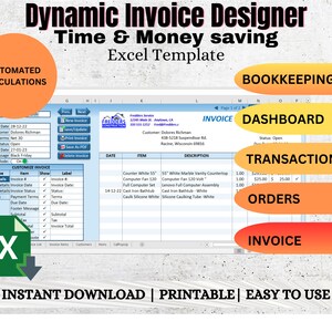 Dynamic Invoice Designer Excel App Instant Download - Etsy