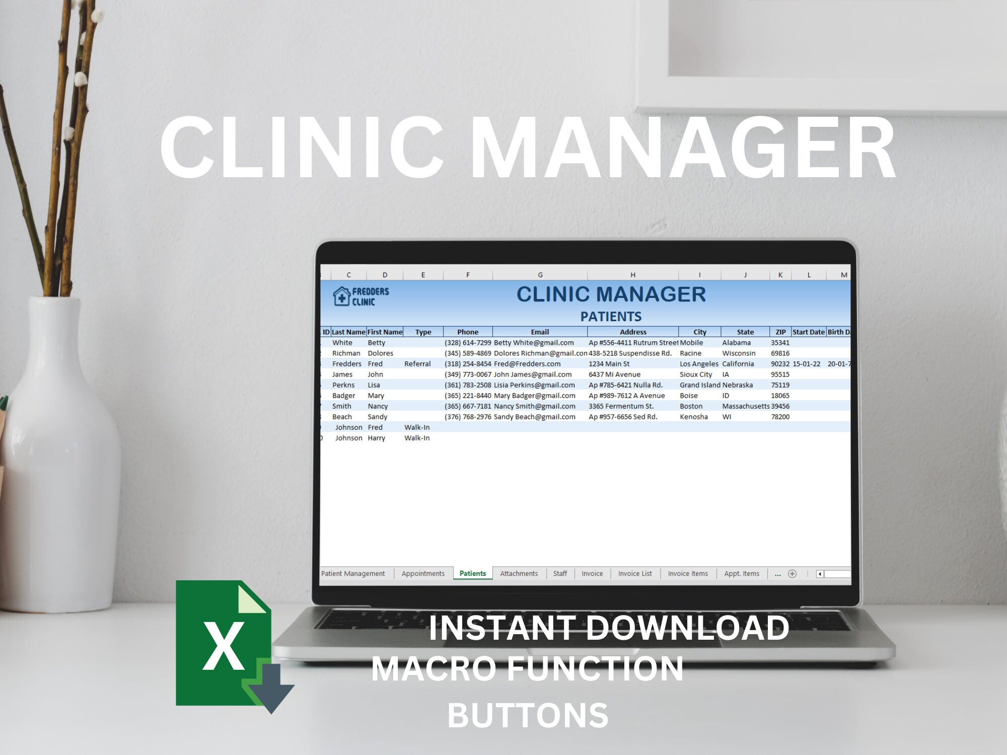 Clinic Manager Excel: Patient Scheduler & Appointment Lists (digital ...