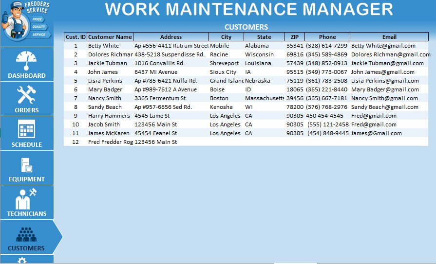 Work Maintenance Manager: Editable Excel Application (instant Download ...
