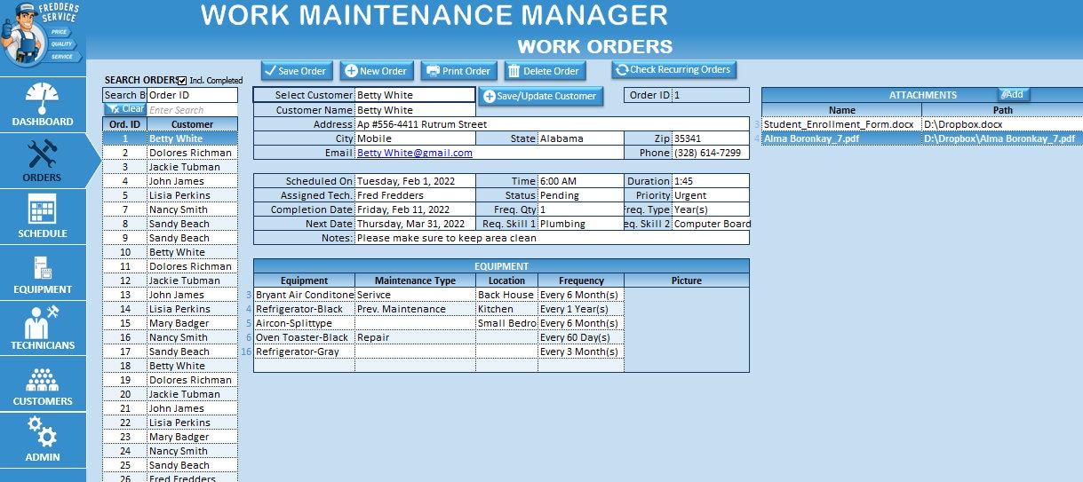 Work Maintenance Manager: Editable Excel Application (instant Download ...