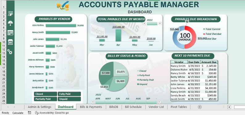 Accounts Payable Manager: Excel Application With Invoice Tracker - Etsy